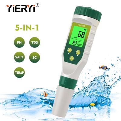China Medidor de pH multiparámetro de 5 en 1 con luz de fondo para laboratorio y acuario PH, TDS, salinidad, EC, probador de temperatura en venta
