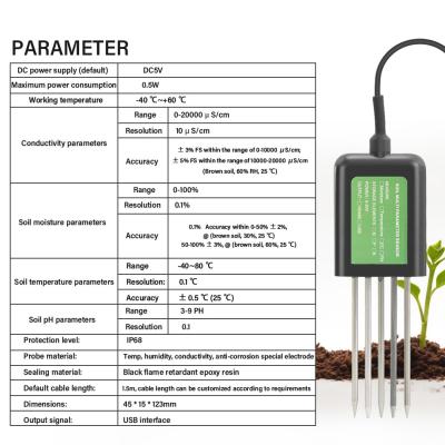 China 7-in-1 USB Soil Sensor Soil Tester Agriculture Soil EC PH NPK Nutrient Meter For Android for sale