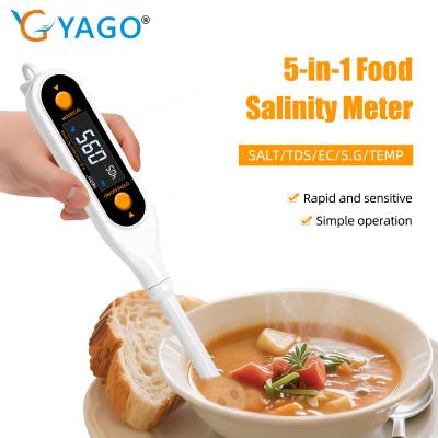 China YAGO 5-in-1 High Precision Digital Salinity Meter for Kitchen Water Quality Analysis with Portable Design for sale