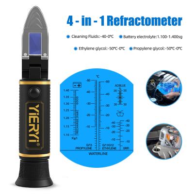 China 4-in-1 Multi-Fluid Hand Held Refractometer with ATC and High Accuracy ±0.2% for Glycol, Battery & Cleaning Fluids for sale
