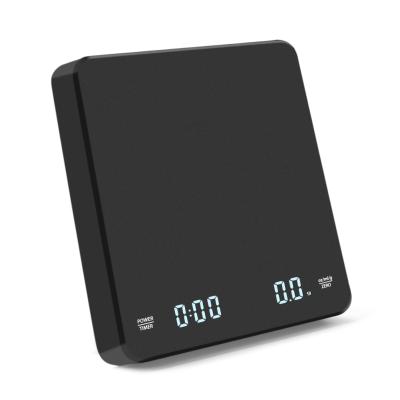 China High Precision 0.1g Accuracy 3000g Capacity Coffee Scale with USB Charge and Digital Timer for Kitchen Use for sale