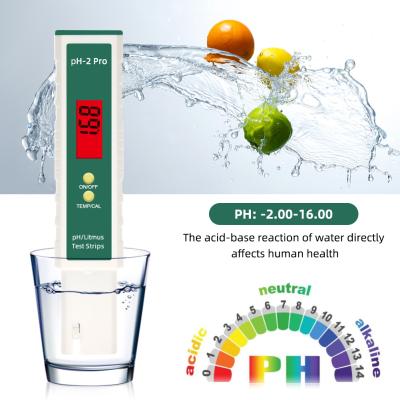 China PH-2 Pro pH Meter with Backlit LCD Display Automatic Temperature Compensation and Power-off Data Storage for Water Quality Testing for sale