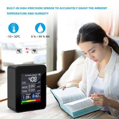 Cina 5 multifunzionali in 1 monitor di qualità dell'aria di CO2 per il gas TVOC HCHO della formaldeide in vendita