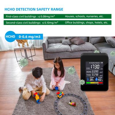 Cina 5 multifunzionali in 1 monitor di qualità dell'aria di CO2 per il gas TVOC HCHO della formaldeide in vendita