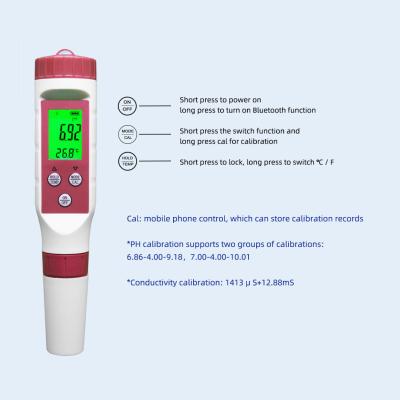 China 4 In 1 EC Pen Type Bluetooth PH Meter APP Control TDS Water Quality Detector for sale