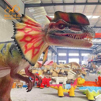 China Large Size Sliding Animatronic Dilophosaurus Dinosaur Model For Theme Park And Theme Events for sale