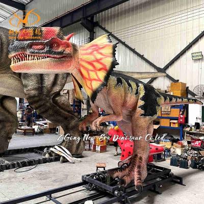 China Large Size Sliding Animatronic Dilophosaurus Dinosaur Model For Theme Park And Theme Events for sale