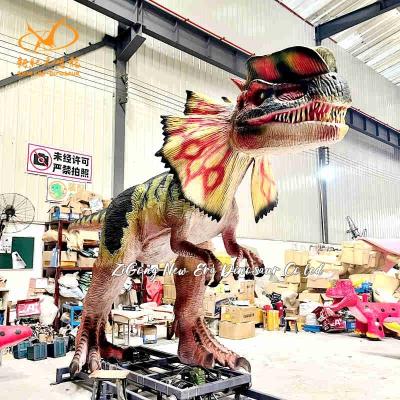 China Large Size Sliding Animatronic Dilophosaurus Dinosaur Model For Theme Park And Theme Events for sale
