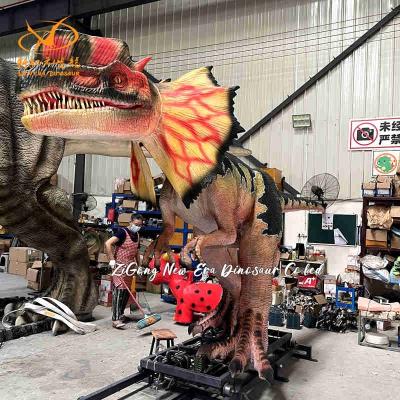 China Large Size Sliding Animatronic Dilophosaurus Dinosaur Model For Theme Park And Theme Events for sale
