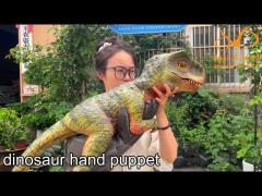Muñeco de mano de dinosaurio bebé T-rex verde para teatro y jardín
