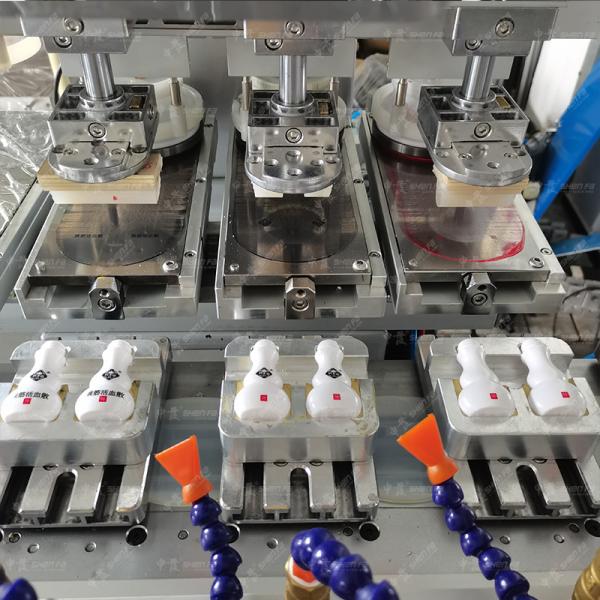Impresora semi automática del cojín de cuatro colores para la pequeña botella médica