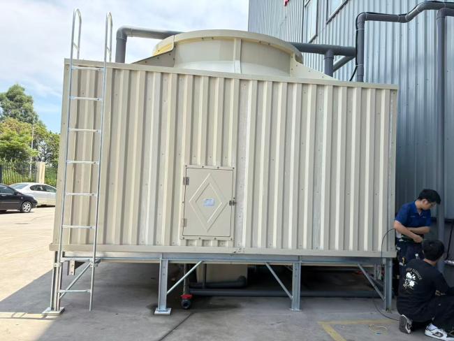 Circular counterflow cooling tower for anodizing line