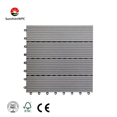 China Sunshien WPC durable and waterproof outdoor WPC interior DIY decking tile as your required for sale