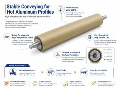 China Low Temperature  Felt Roller Extruded OEM Aluminum Profiles Support for sale