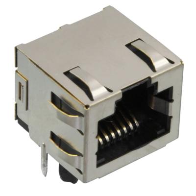 China Jacks modulares RJ45 de escudo preto Cat 5 através de conectores de posição de buraco 8 à venda
