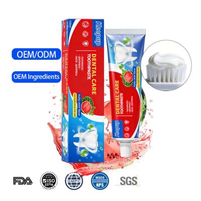 China Custom Herbal Watermelon Flavor Whitening Toothpaste Organic Protect Tooth Enamel OEM Natural Whitening Toothpaste Factory for sale