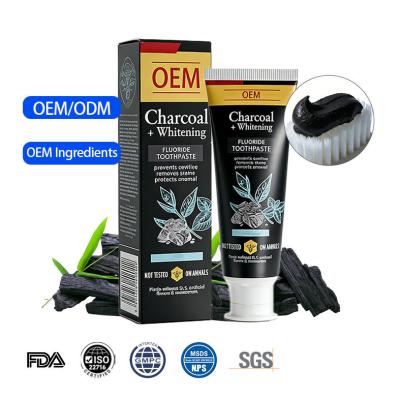 China Factory Customized Bulk Cool White Organic Toothpaste Biodegradable Bamboo Charcoal Whitening Paste for Home Use Removes Stains for sale
