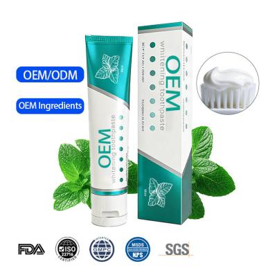 China Tooth Cleaning Sample Size Custom Peppermint Flavor Toothpaste FDA Certified Naturally Whitening Fluoride Free Private Label for sale