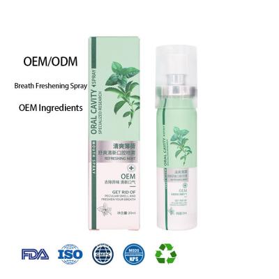 China Wholesale Custom Portable Mouth Spray Long Lasting Fragrance Deodorizing Mint Flavored Breath Freshener for Outdoor Use for sale