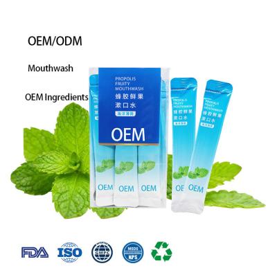 China Custom Probiotic Mouthwash Minty Flavor Freshens Breath Portable Disposable Mouthwash for Outdoor Use for sale