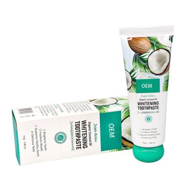 China Custom Organic Toothpaste Cleaning White Tooth Paste Cool Mint Natural Flavors Coconut Oil Family Toothpaste for sale