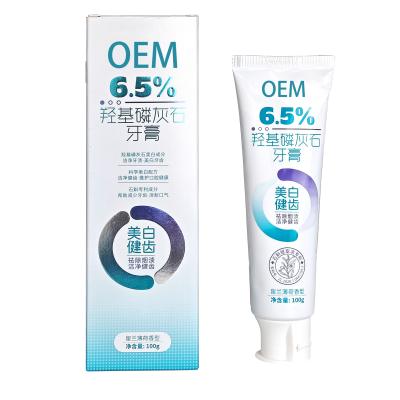 China Factory Custom 6.5%Nano-Hydroxyapatite Fluoride-Free Toothpaste Teeth Whitening Stain Removal Enamel Protection for Home Use for sale