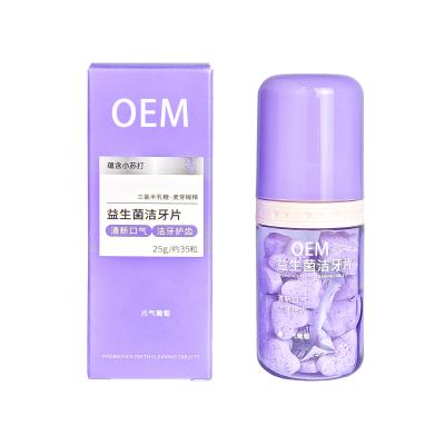 China Custom Containing Baking Soda Mouthwash Granules Remove Bad Breath Grape Flavored Probiotic Toothpaste Tablets for Outdoor Use for sale