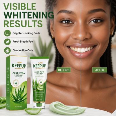 China Bulk Custom Natural Aloe Vera Whitening Toothpaste Moisture Mouth Care Soothe Sensitive Gums Private Label Oral Care Product for sale