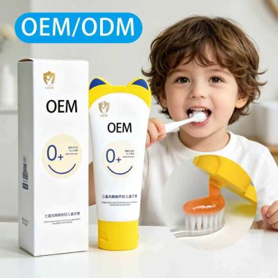 China Private Label OEM Fluoride Children Toothpaste with Enamel Protection Anti Cavity Fruit Flavors for Toddler Baby Bulk Wholesale for sale