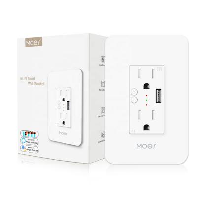 China MOES WiFi Smart Wall Socket with USB, US version for sale