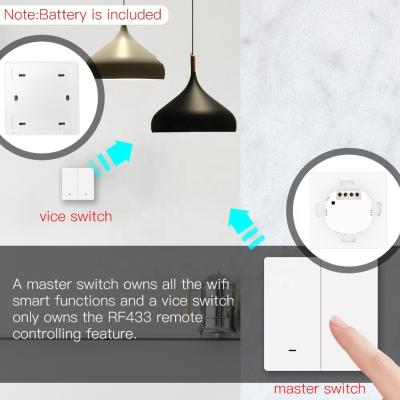 China mechanical type WIFI Smart Light Wall Switch work with Alexa, 1 2 3 gang EU/UK push button, no neutral, 86*86mm for sale