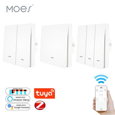 China Push Button Switches 1/2/3 Gang Tuya No Neutral Zigbee Smart Switch APP remote control Alexa Acho Google Home MOES Facto for sale