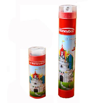 China Promotional 12pcs Wooden Color Pencil Set with Sharpener by Iron Tube Packing for sale