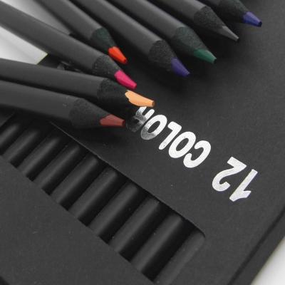 China 12 Pcs New High Quality Pencil Packaging 12 Different Colours Colored Pencils Kawaii School Black Wooden Pencils Fast De for sale