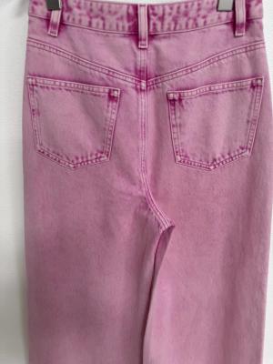 China Extra Long Wide Leg Design  Pink Denim  Jeans For A Leg-Lengthening Effect for sale