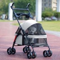 China Removable Padding Deluxe Foldable Wagon Cart , Black Collapsible Dog Stroller for sale