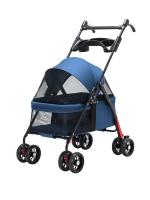 China Removable Padding Deluxe Foldable Wagon Cart , Black Collapsible Dog Stroller for sale