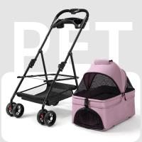 China Medium Size Nylon Black Pet Stroller , Foldable Dog Stroller Customized，OEM for sale
