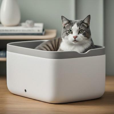 中国 ハイチ 頑丈な小さな小さな猫用箱 白いABS 小さな猫用ゴミ箱 蓋付き 販売のため