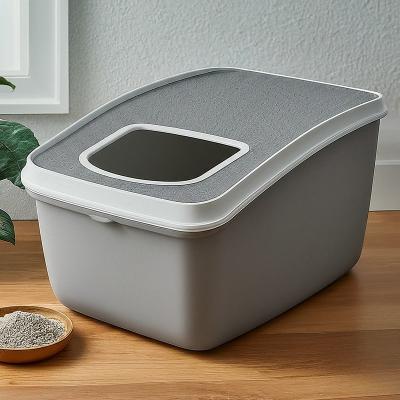 Cina Scatola di lettiera per gatti portatile per appartamenti di piccole dimensioni, scatola di plastica aperta con coperchio in vendita