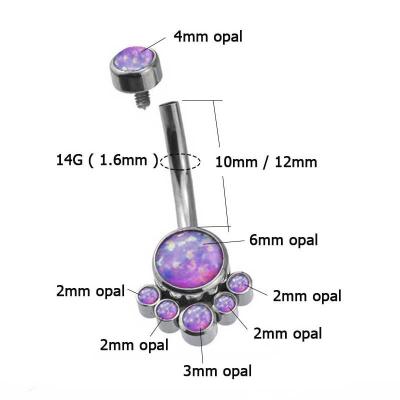 中国 花は光沢がある青いOpal宝石とのチタニウム ボディ宝石類14G 1.6mmをぶら下げる 販売のため