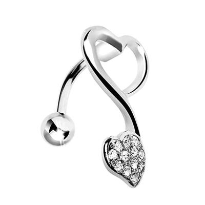 Cina l'ombelico inferiore d'attaccatura del cuore di amore 14ga che perfora i chiari zirconi brillanti inverte in vendita