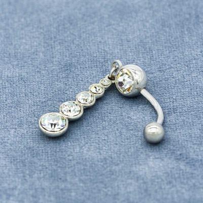 China Langer sexy Bauchnabel-Durchdringen-Schmuck 14G 1.6mm Crystal Belly Bars zu verkaufen