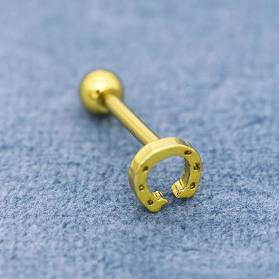 China Electrophoresis Gold Ear Piercing Jewellery Leaf Shape Helix Stud Earrings for sale