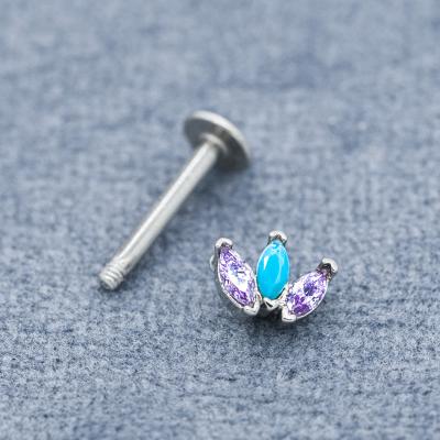 Cina ODM dell'OEM blu posteriore piano di Marquise Gems dei gioielli di piercing di 4mm Labret in vendita