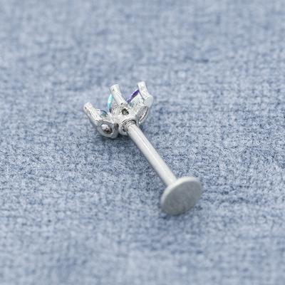 Cina ODM dell'OEM blu posteriore piano di Marquise Gems dei gioielli di piercing di 4mm Labret in vendita