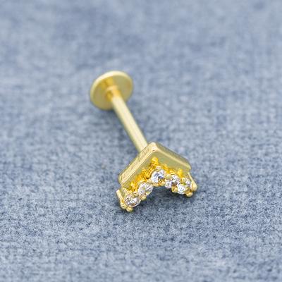 Cina Chiaro perno 16ga 1.2mm del naso di Labret di forma di v di Crystal Gems Labret Piercing Jewelry in vendita