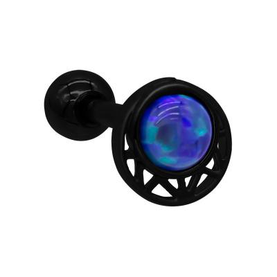 China Earring Cartilage Daith Piercing Jewelry Hollow Moon Shaped Inlaid With Opal Gem for sale
