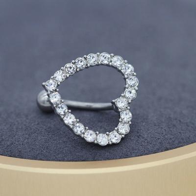 中国 銀製の腹ボタン リング光沢があるジルコンは中心の臍の宝石類の穿孔を愛する 販売のため
