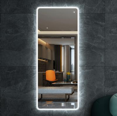 China Frameless Wall Hanging Full-body Rounded Corner Decorative LED lamp mirror for sale